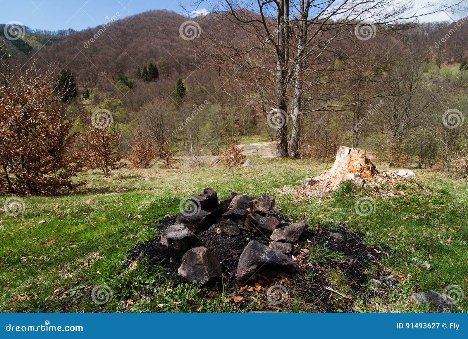 Extinguished Camp Fire Place Stock Image - Image of bonfire, boulders ...