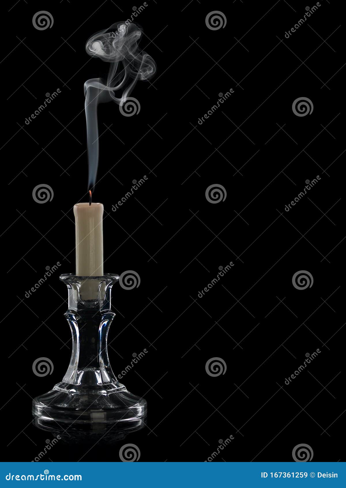 The Extinguished Candle in a Glass Candlestick Stock Image - Image of ...