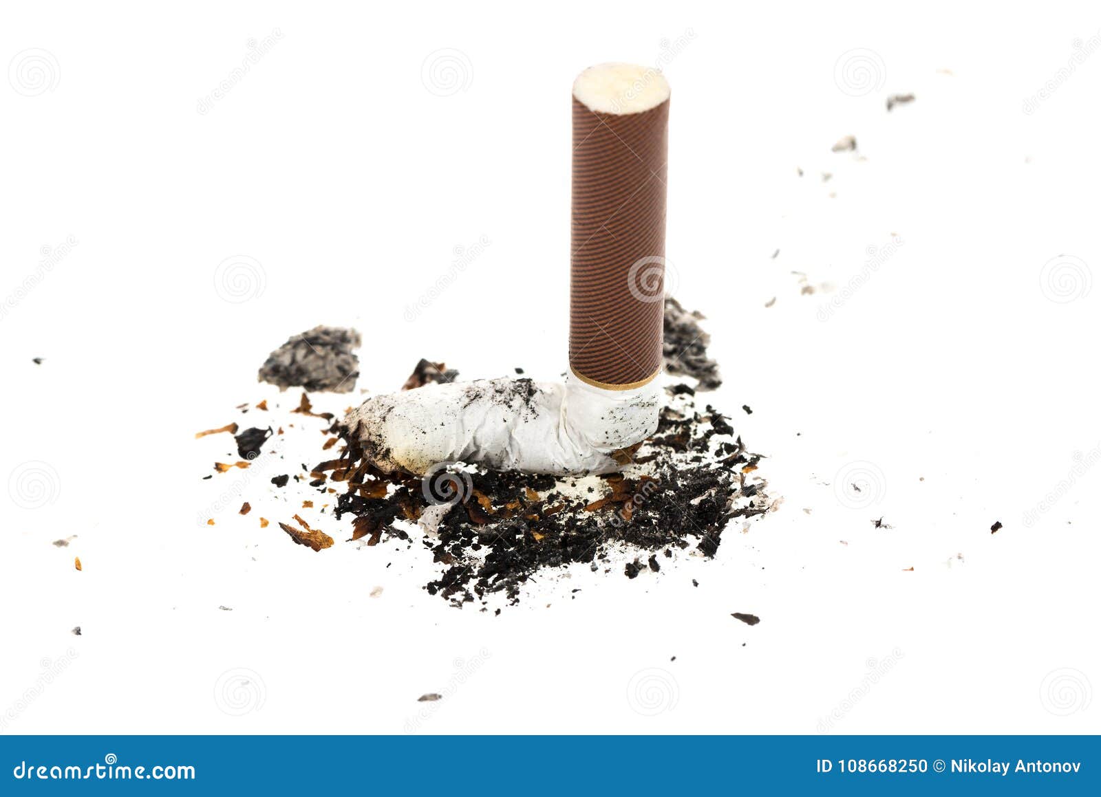 Extinguished Cigarette with Ash Isolated on White Background Stock ...