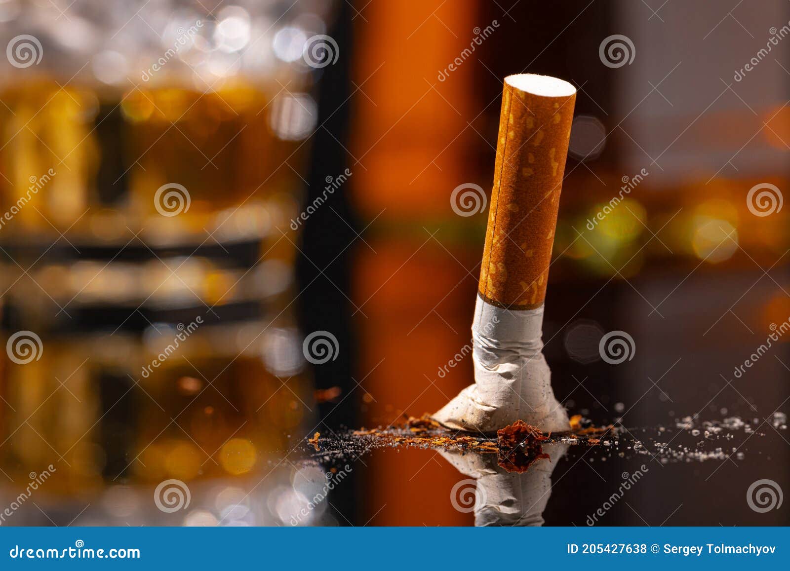 Extinguished Cigarette on Black Table Close Up Stock Photo - Image of ...