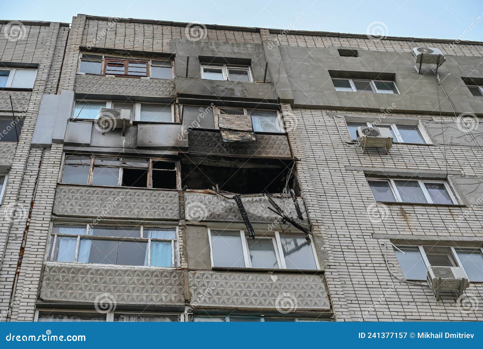 An Extinguished Fire in an Apartment Building Stock Image - Image of ...