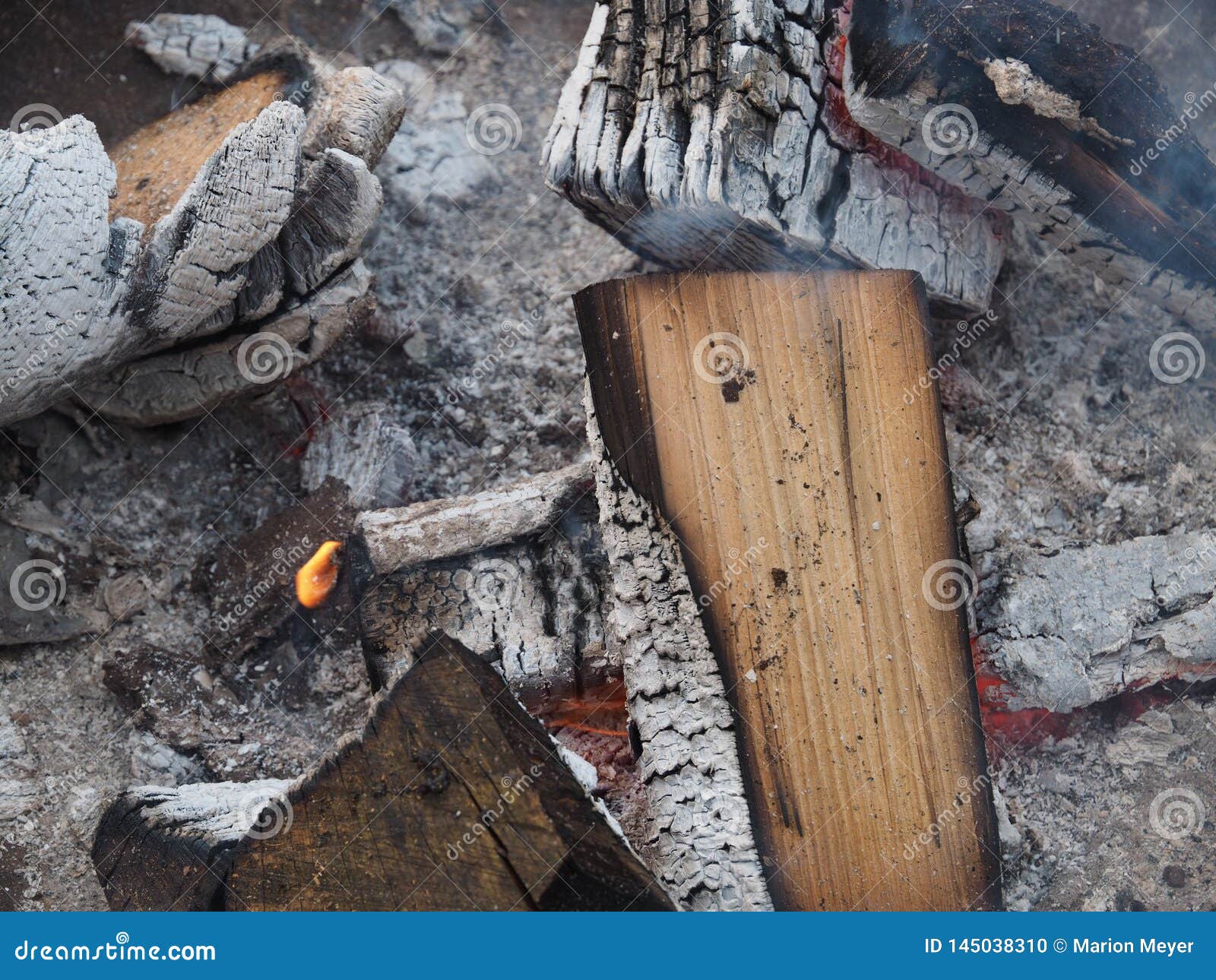Extinguished Fire with Wood and Ashes Stock Photo - Image of campfire ...