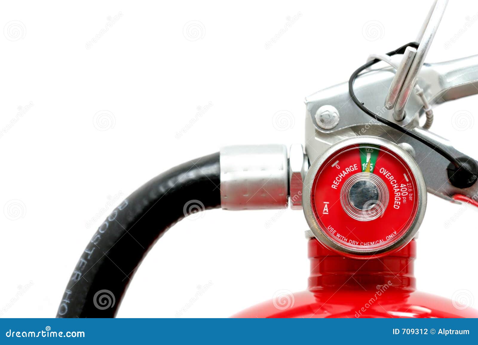 Extintor sobre blanco foto de archivo. Imagen de cierre - 709312