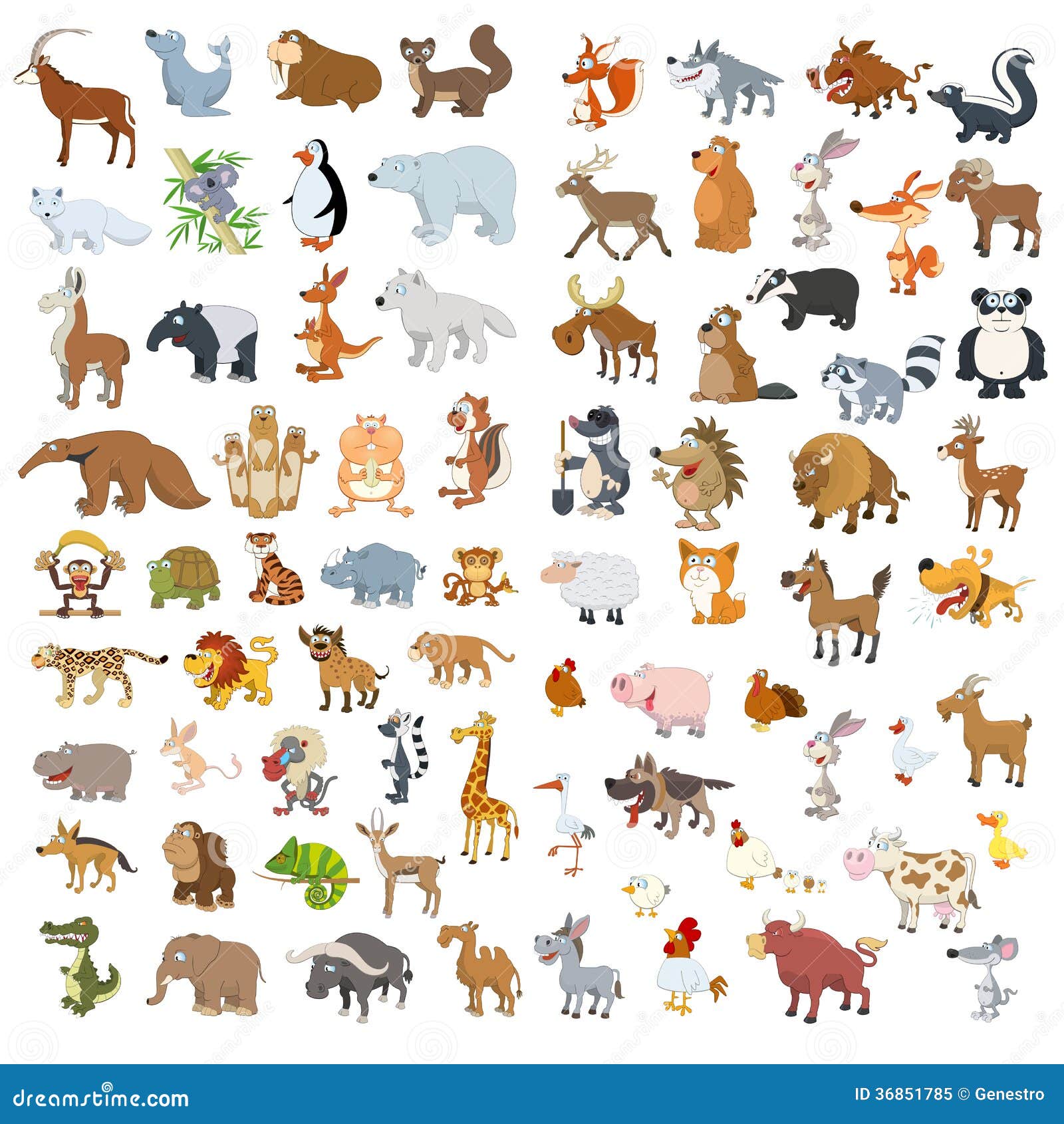 Extra Big Animals and Birds Set Stock Vector - Illustration of sweet ...