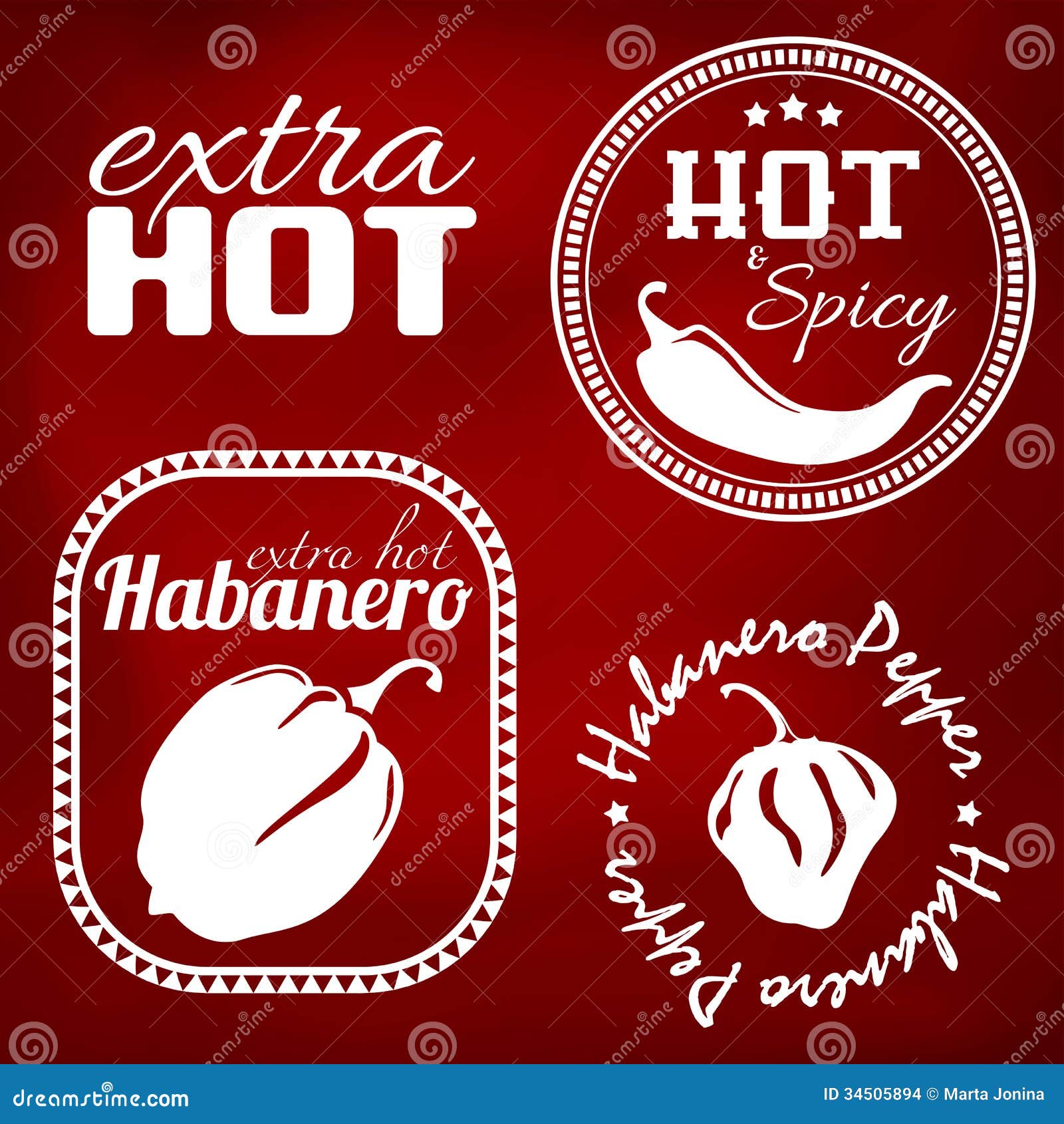 Extra hot pepper labels stock vector. Illustration of badge - 34505894