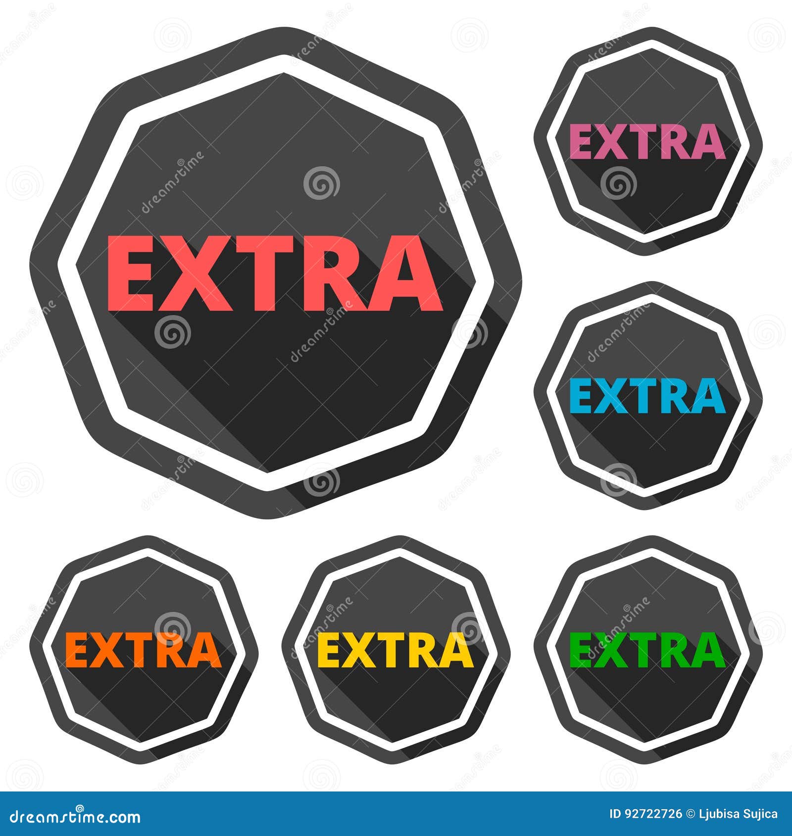 Extra Icons Set with Long Shadow Stock Illustration - Illustration of ...