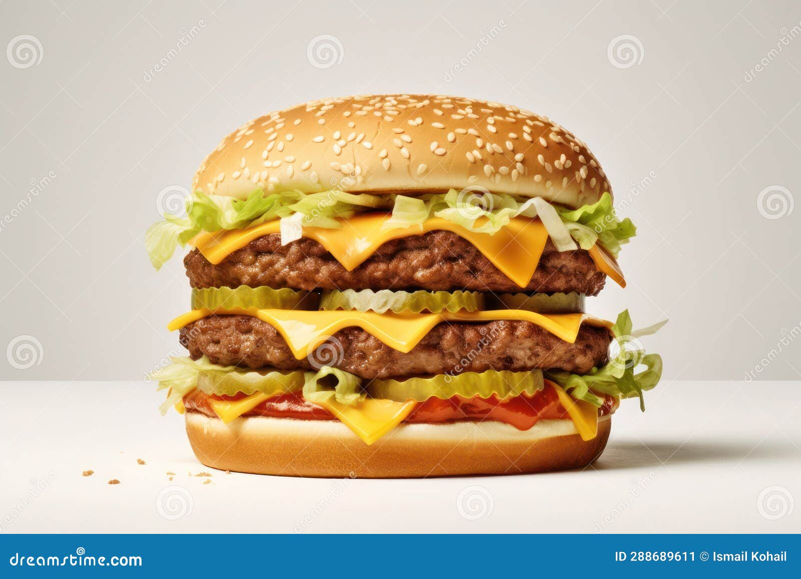 Extra Large Hamburger on a White Background, Created by Generative AI ...