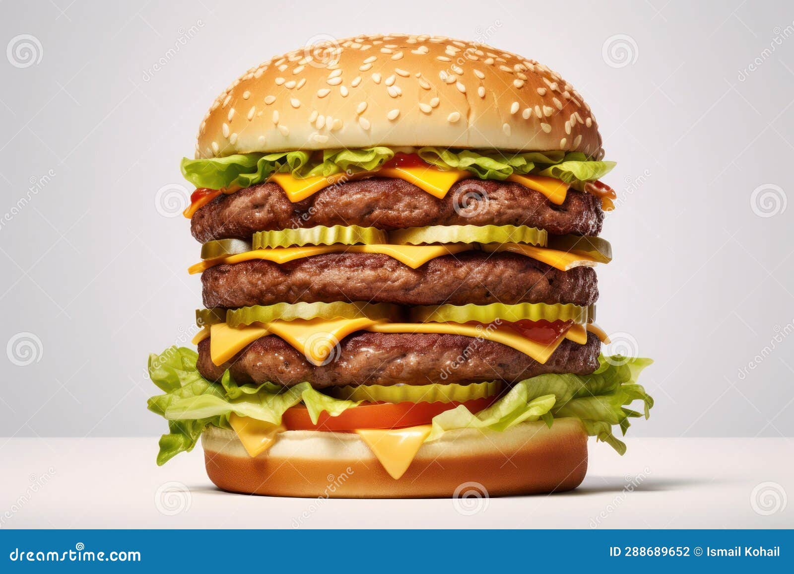 Extra Large Hamburger on a White Background, Created by Generative AI ...