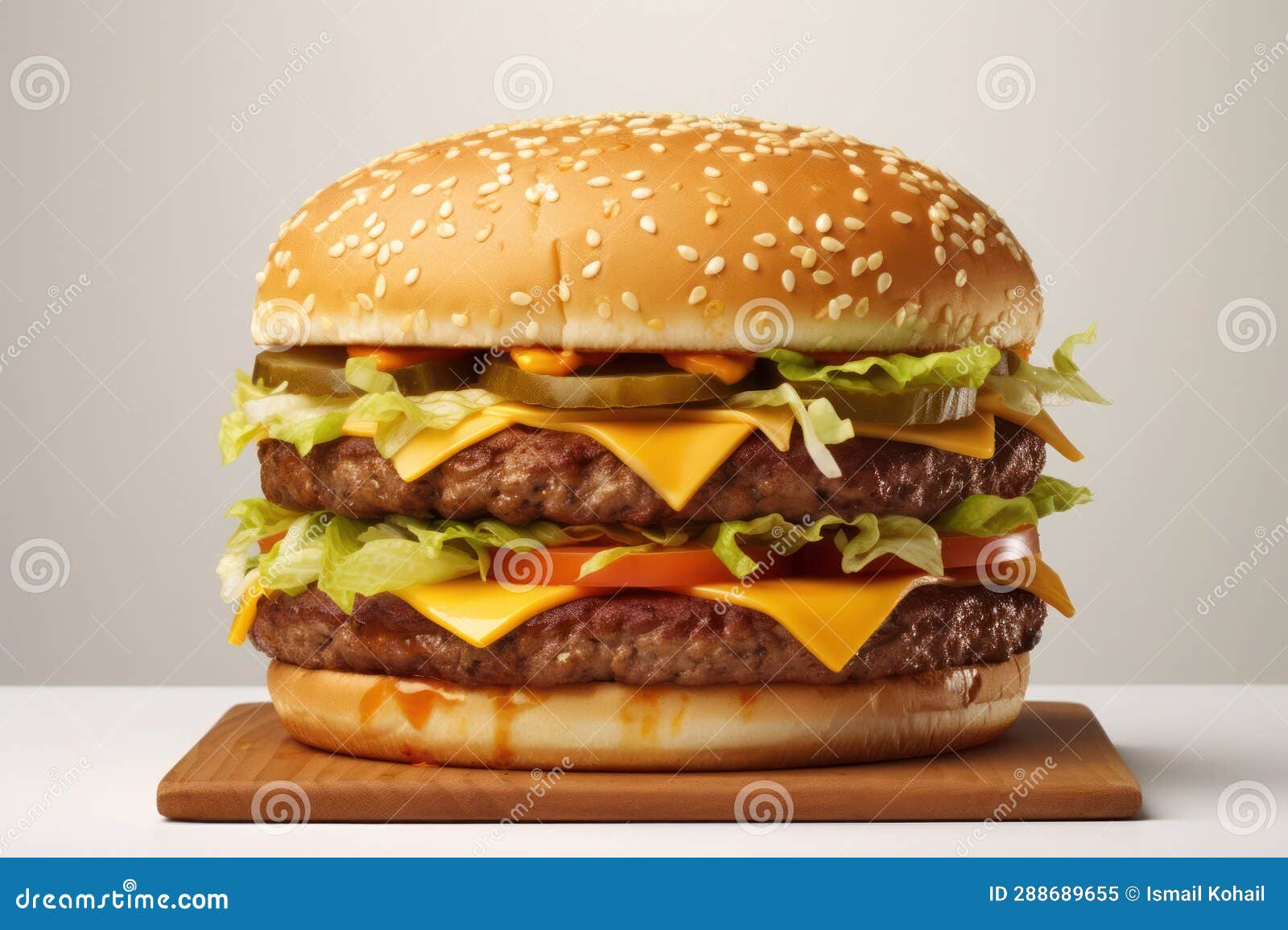 Extra Large Hamburger on a White Background, Created by Generative AI ...