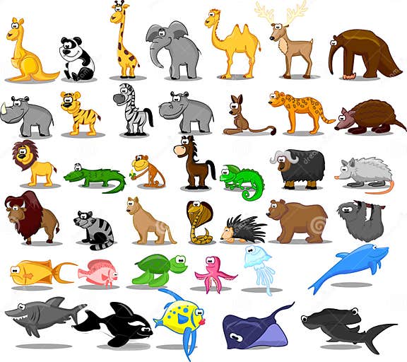 Extra Large Set of Animals Including Lion, Vector Stock Vector ...