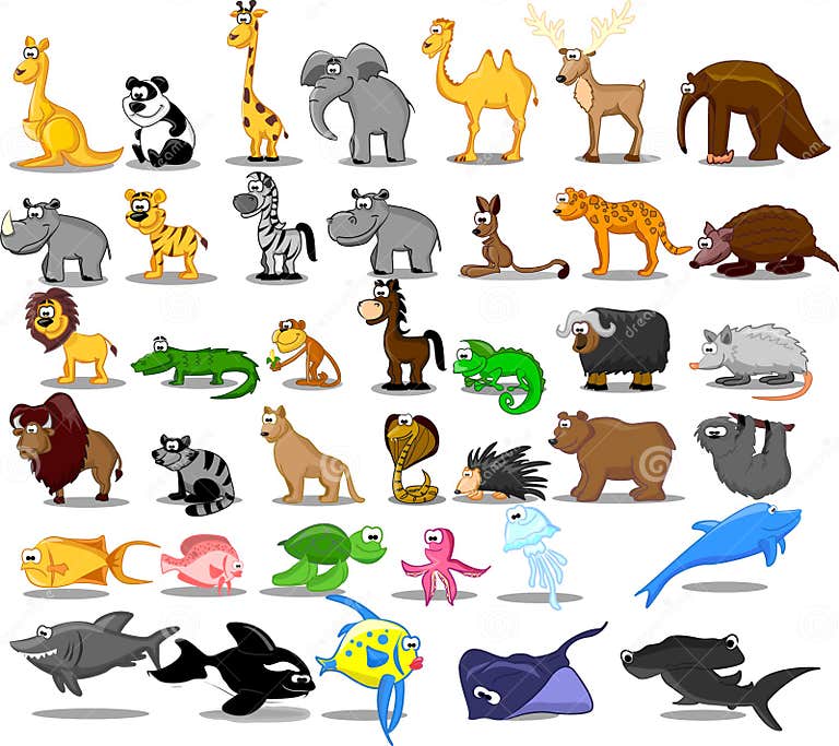 Extra Large Set of Animals Including Lion, Vector Stock Vector ...