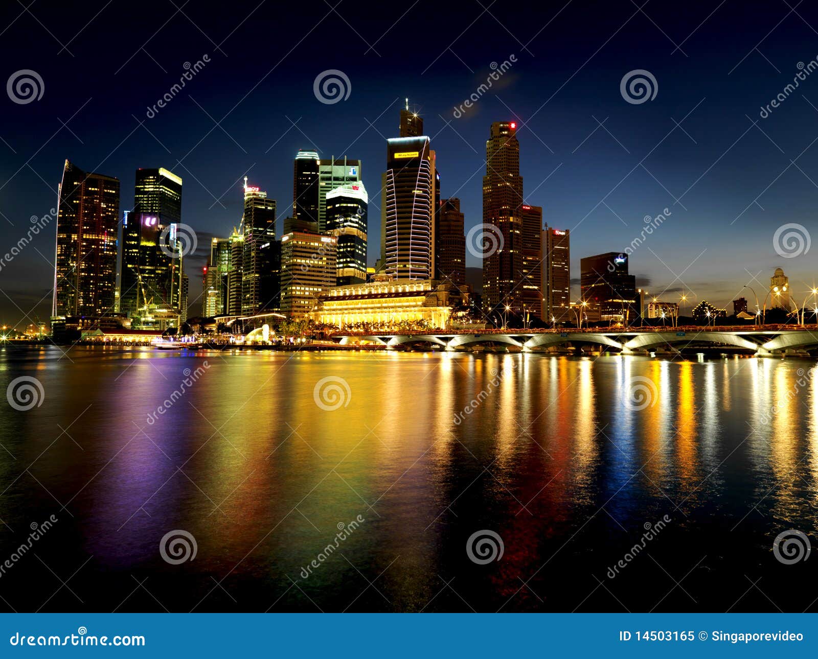 Extra Large Singapore Nightscene Editorial Image - Image of ...
