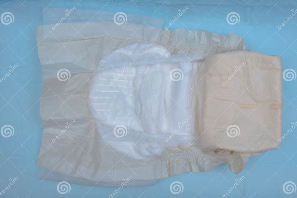 Extra Large Size Briefs For Adults On Blue Diapers For Adults Stock