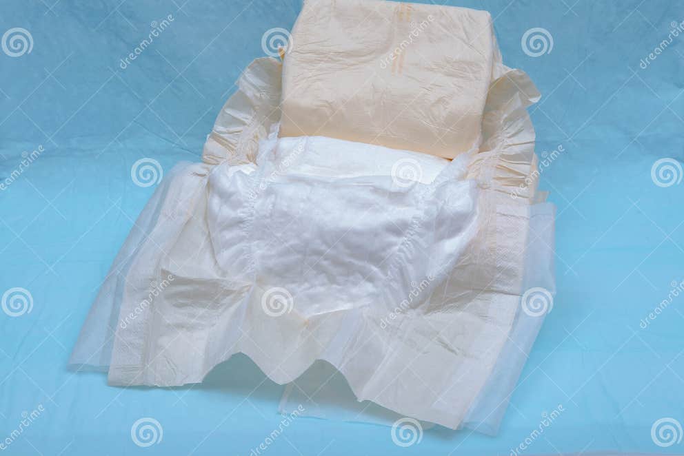 Extra Large Size Briefs For Adults On Blue Diapers For Adults Stock