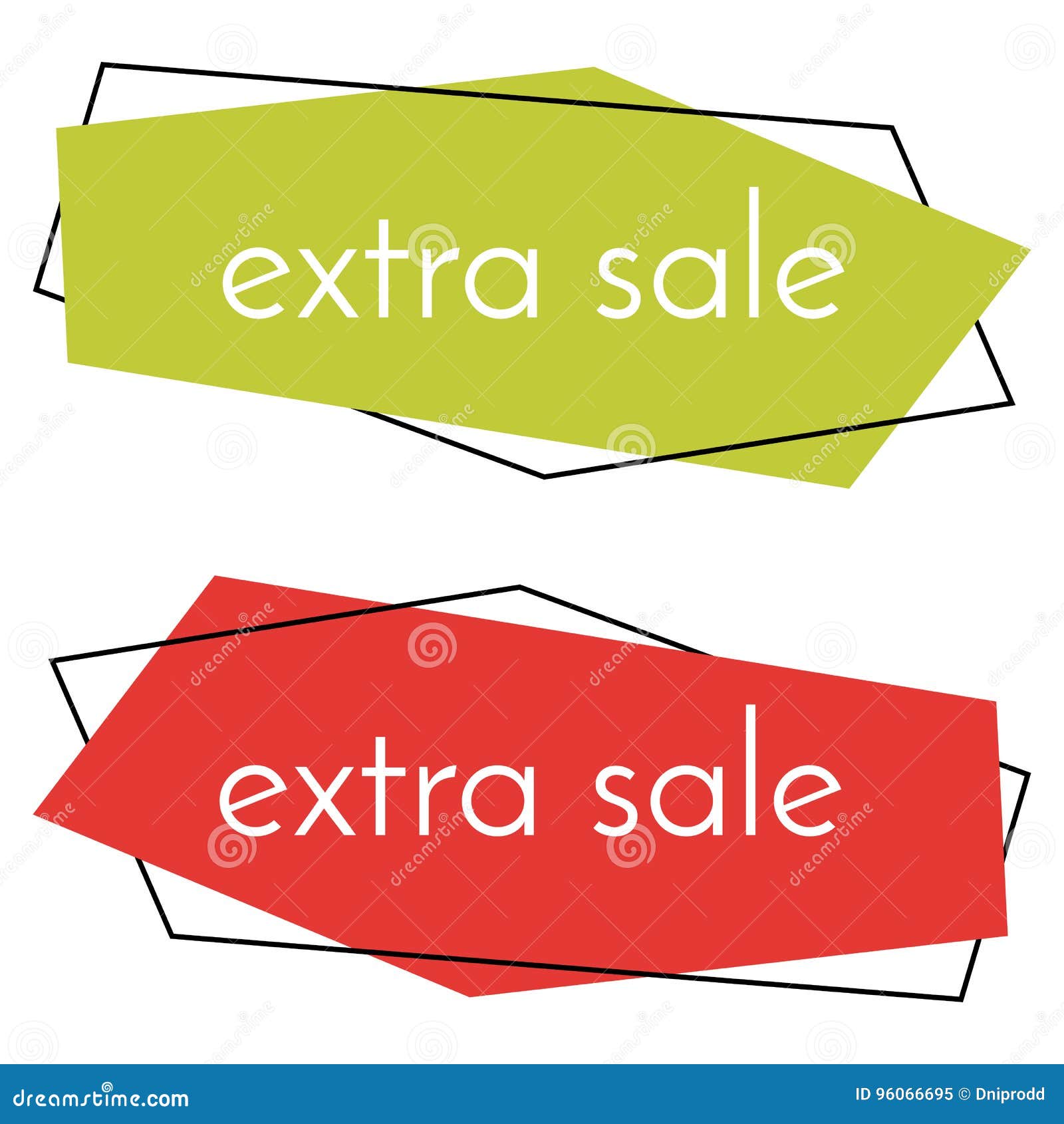 Extra Sale Green and Red Banner on White Background. Stock Vector ...