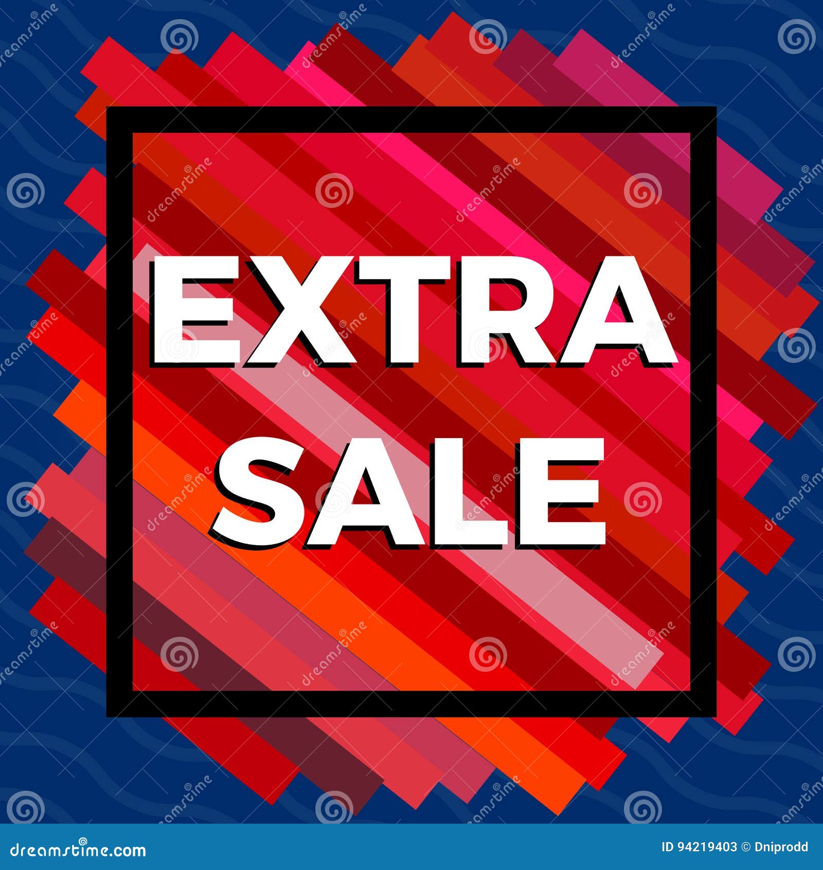 Extra Sale Red Banner on Blue Background. Vector Background with ...