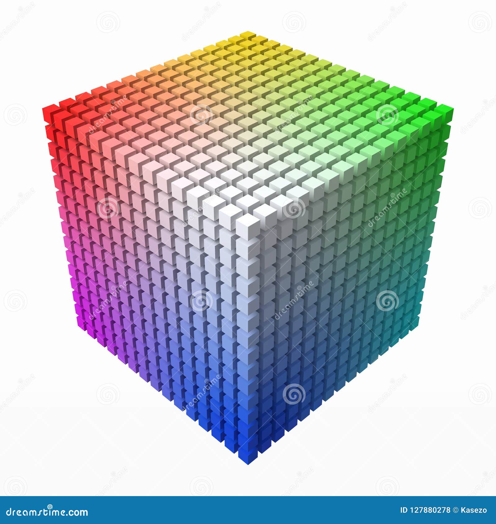Extra Small Cubes Makes Color Gradient in Shape of Big Cube. 3d Style ...