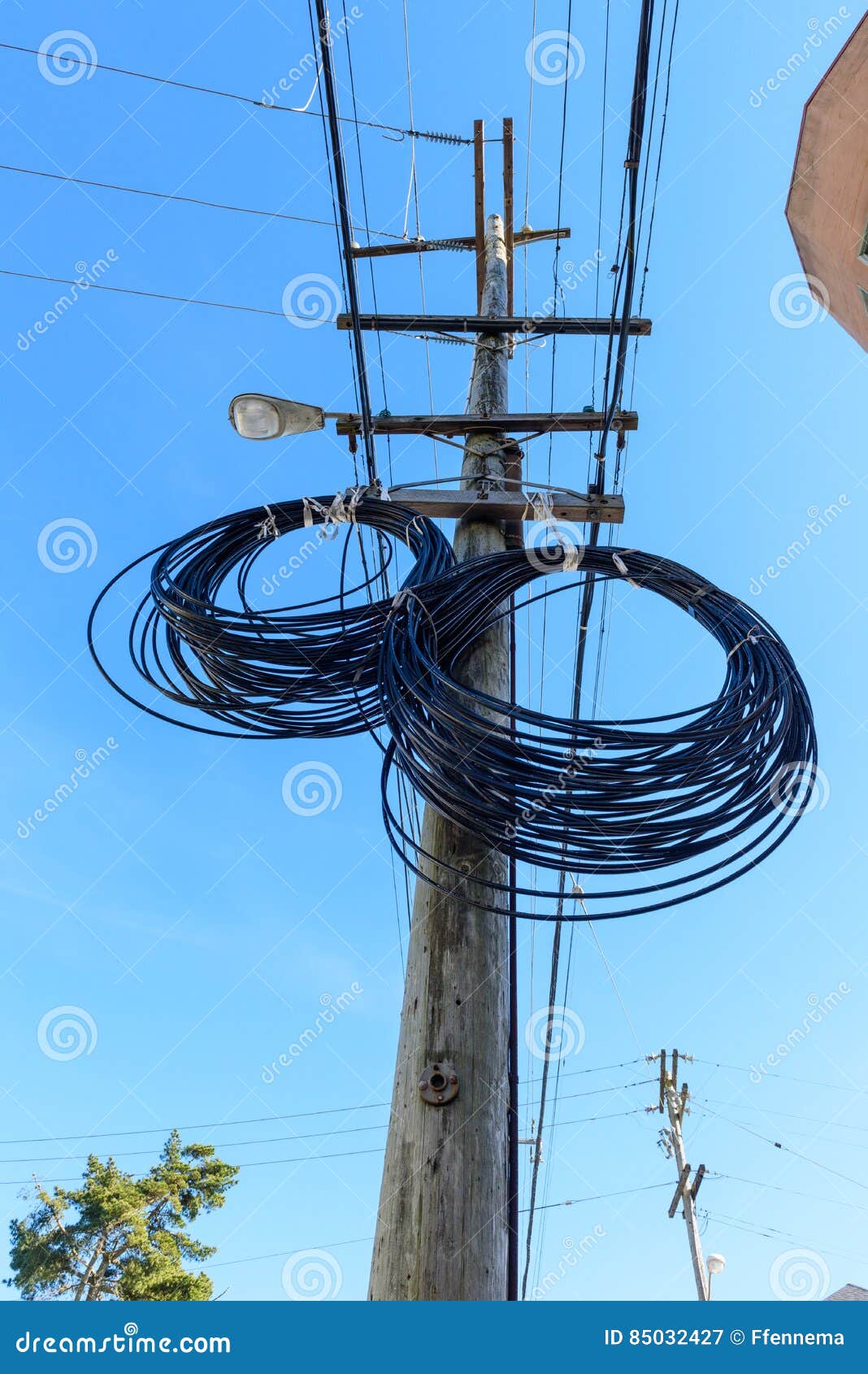 Extra Spools of Telephone Wire on the Pole Stock Image - Image of wire ...