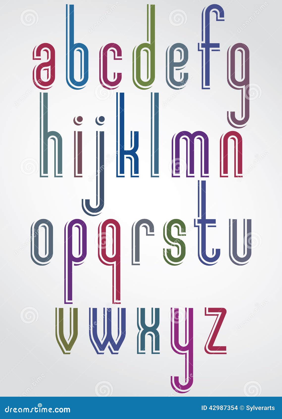 Extra Tall Font, Light Condensed Letters with Rounded Corners. Stock ...