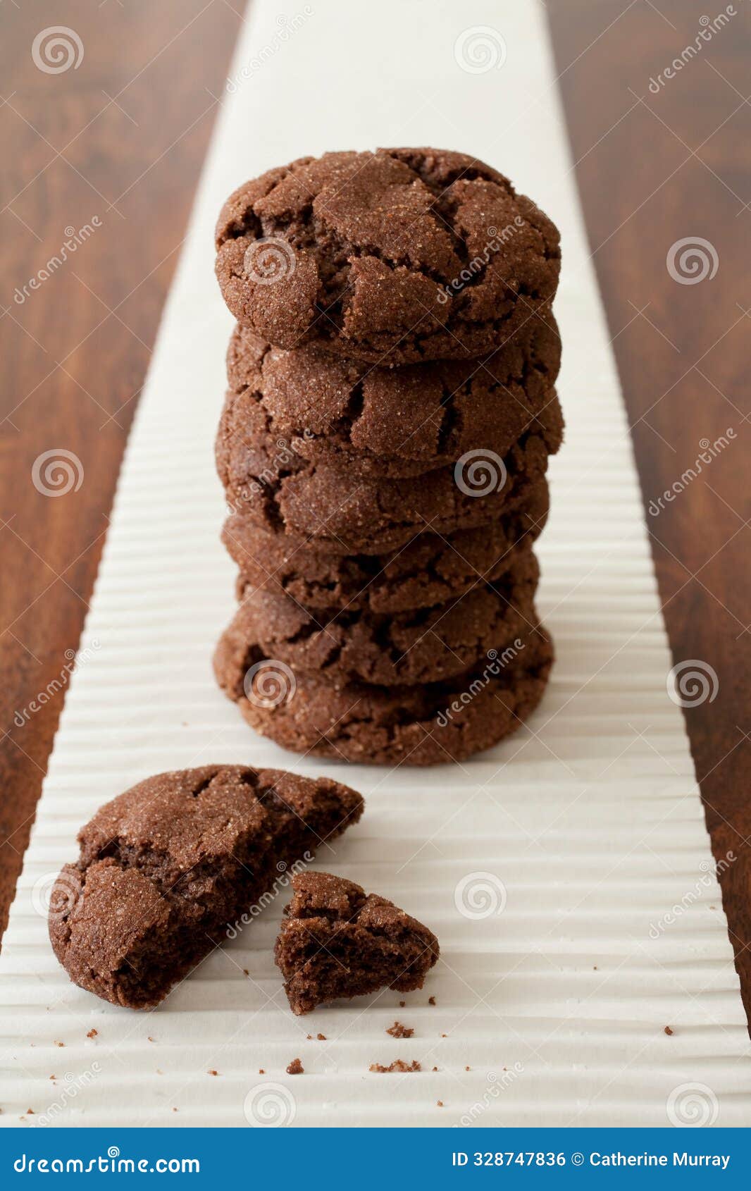 Extra Tall Stack of Chocolate Crinkle Cookies Stock Photo - Image of ...