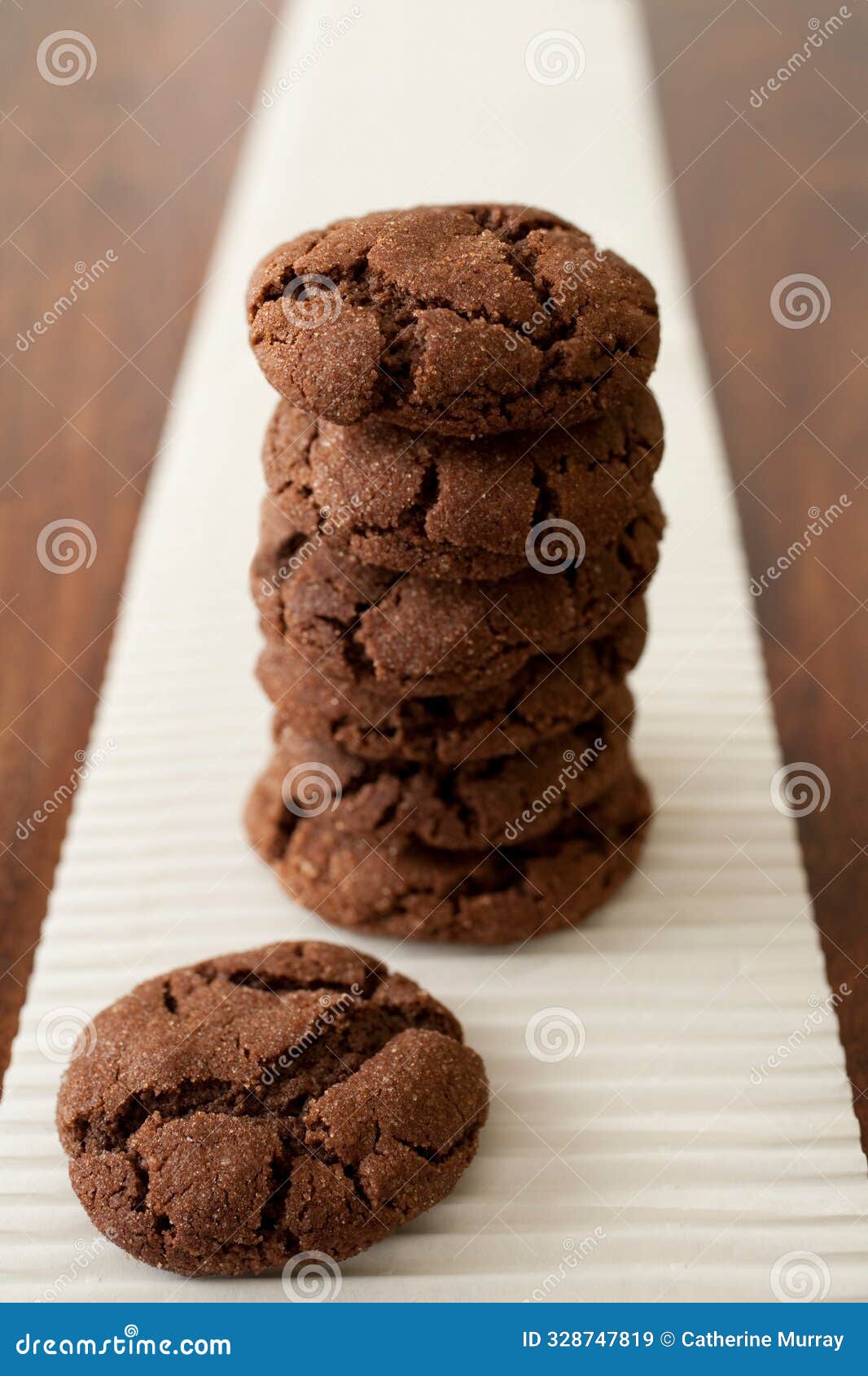 Extra Tall Stack of Chocolate Crinkle Cookies Stock Image - Image of ...
