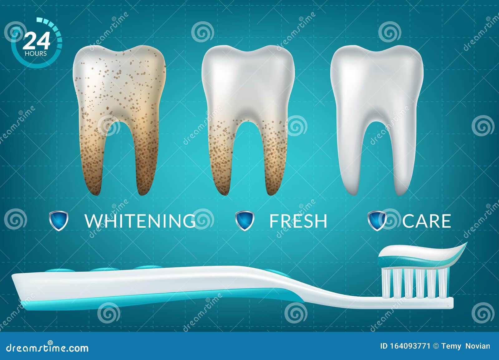 Extra Whitening Toothpaste Healthy Teeth Concept. Vector Realistic Set Illustration 3d Extruded ...