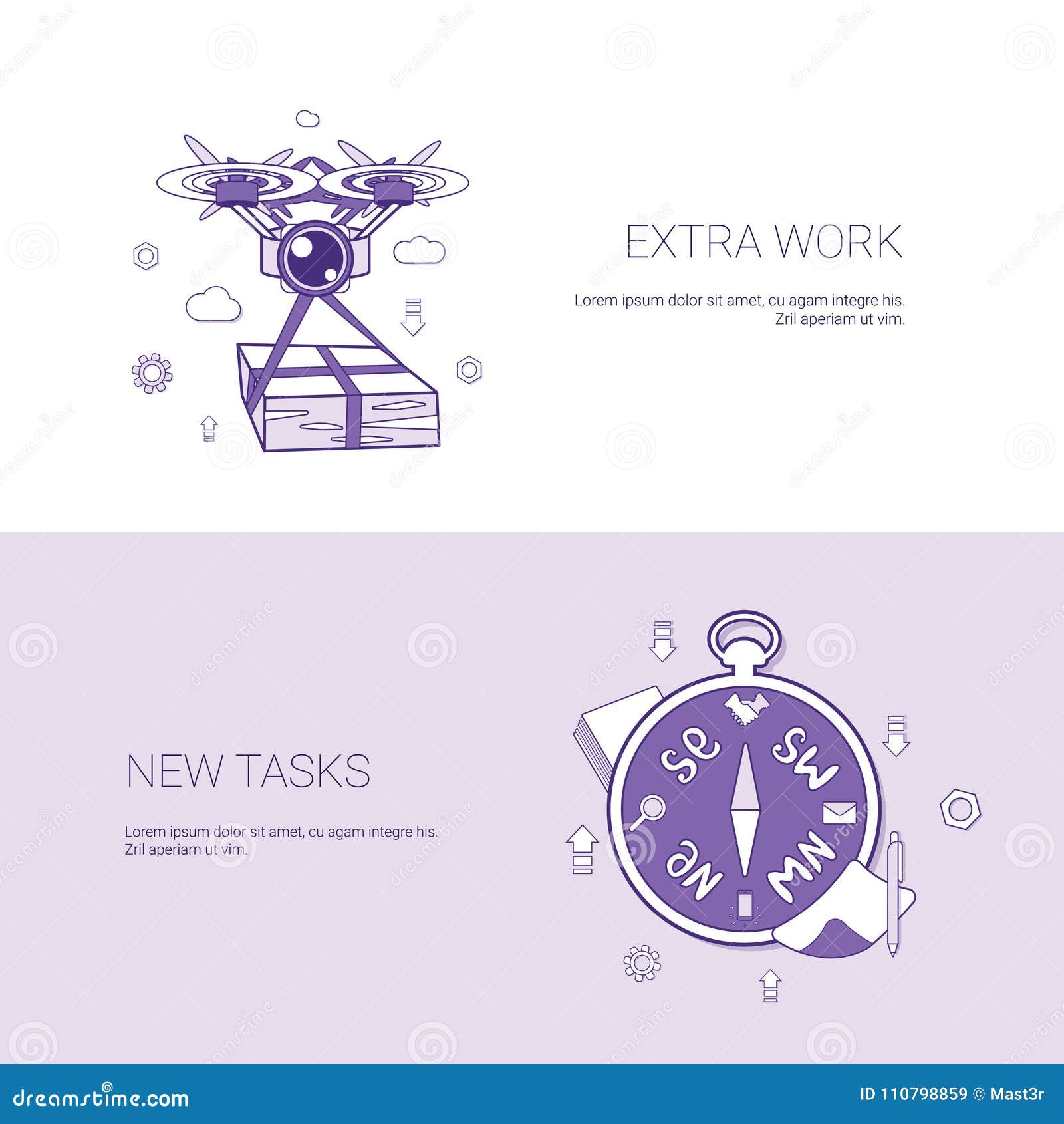 Extra Work and New Tasks Concept Template Web Banner with Copy Space ...