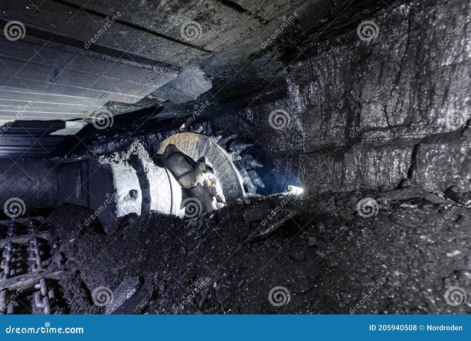 Extraction of Coal by Underground Method. Stock Photo - Image of ...