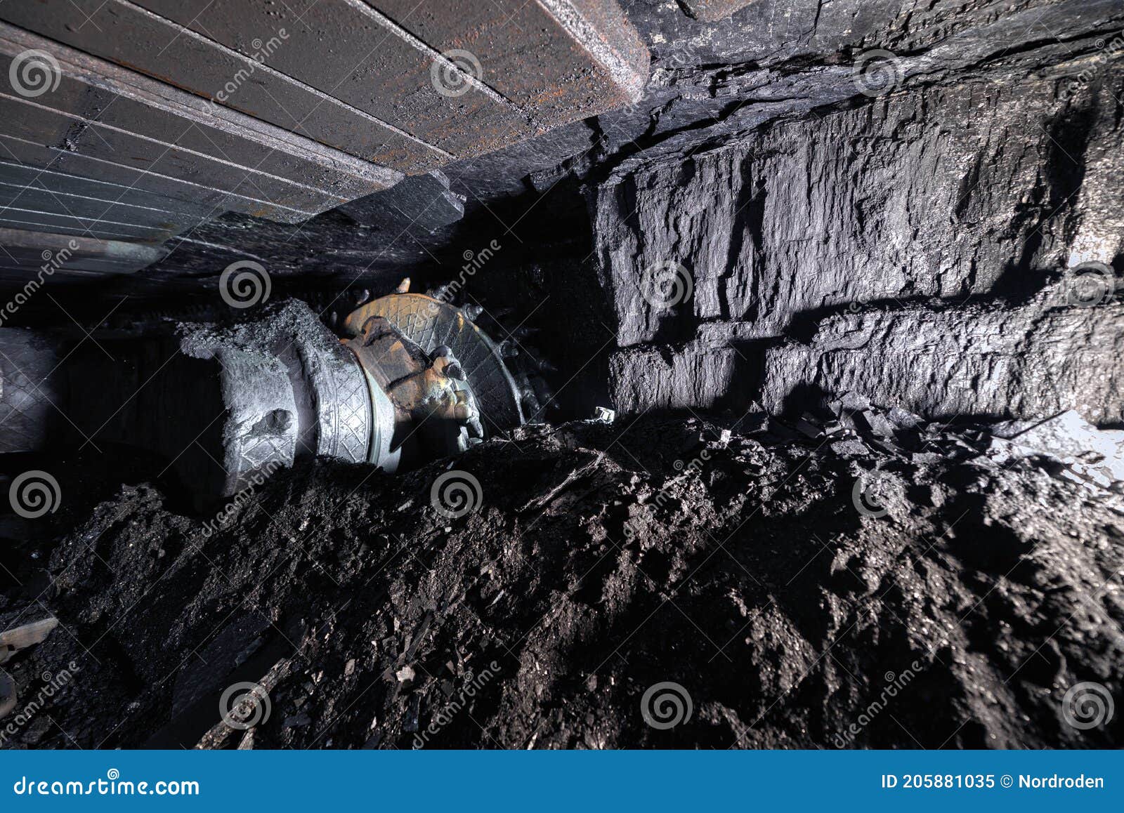 Extraction of Coal by Underground Method. Stock Image - Image of ...