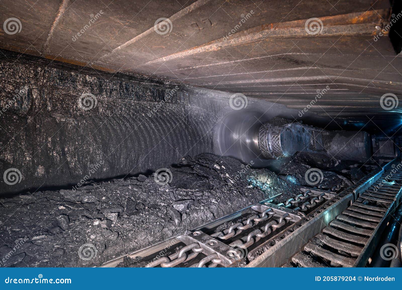 Extraction of Coal by Underground Method. Stock Photo - Image of ...