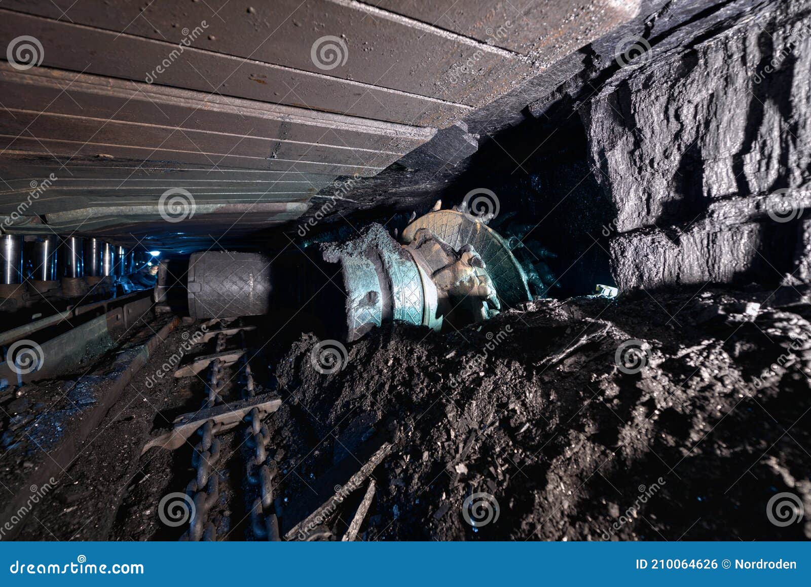Extraction of Coal by Underground Method. Stock Photo - Image of hard ...