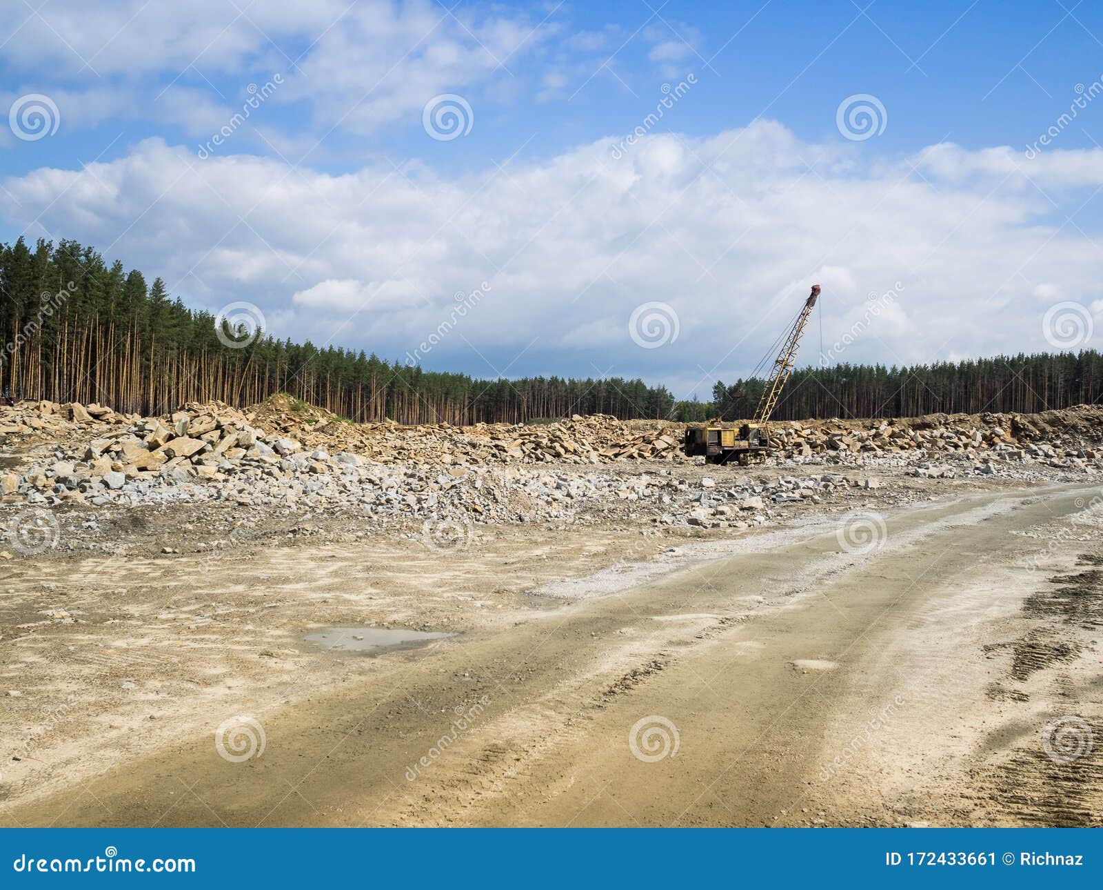 Extraction of Decorative Stone Using an Excavator Stock Image - Image ...