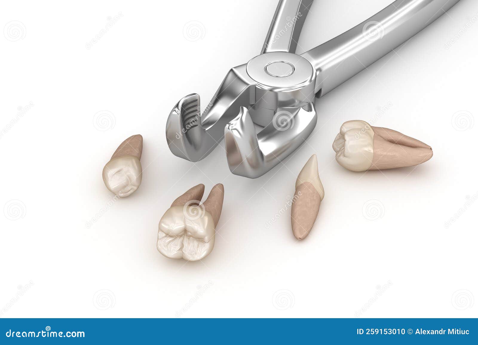 Extraction Forceps and Teeth, Concept 3D Illustration Stock ...