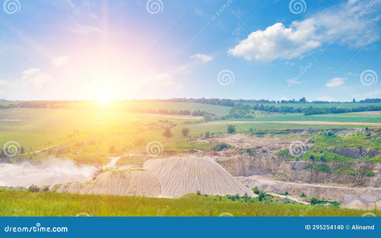 Extraction of Limestone in an Open Pit in Moldova. Fields and Hills ...
