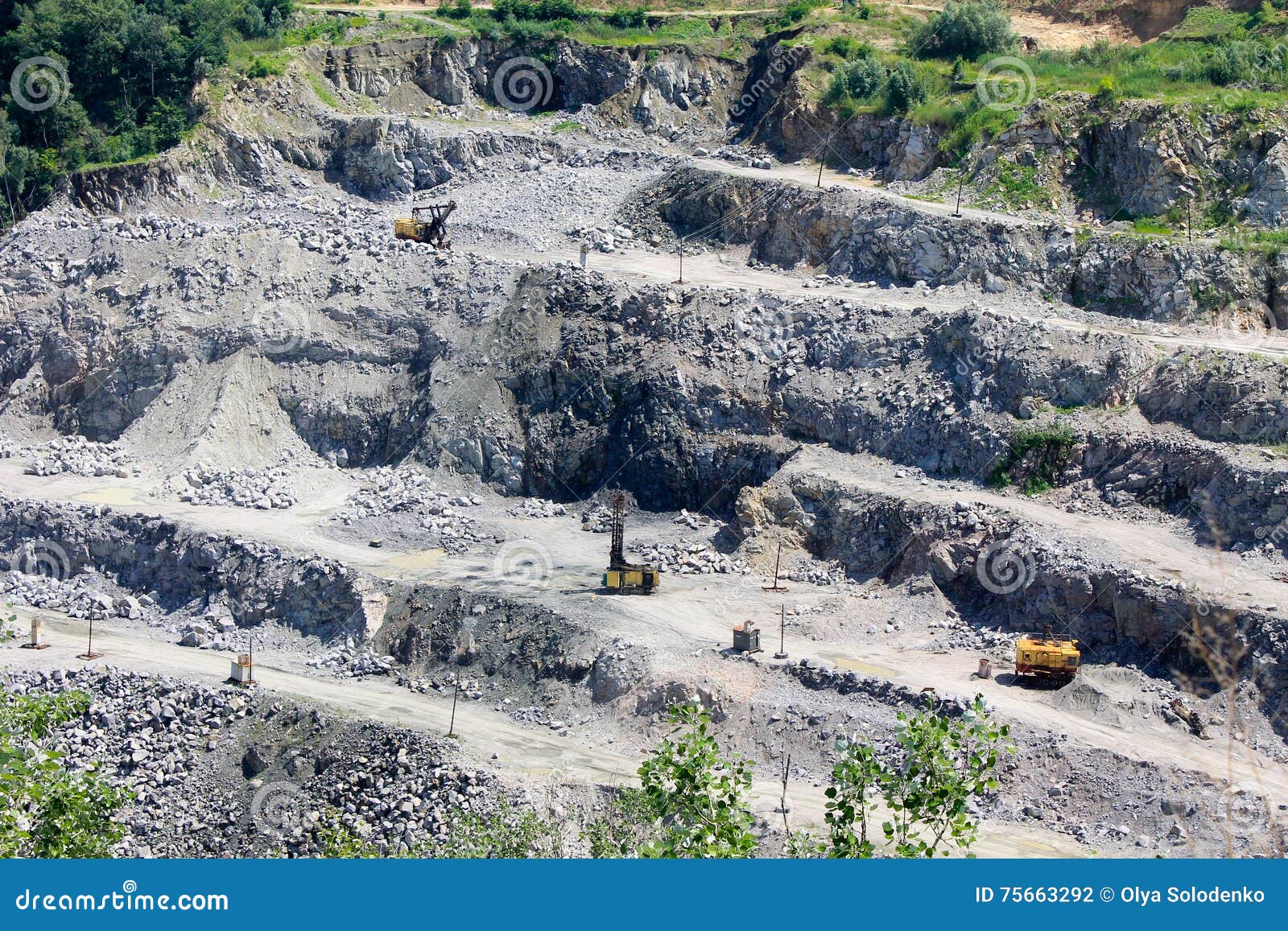 Extraction of Mineral Resources in Granite Quarry Stock Photo - Image ...