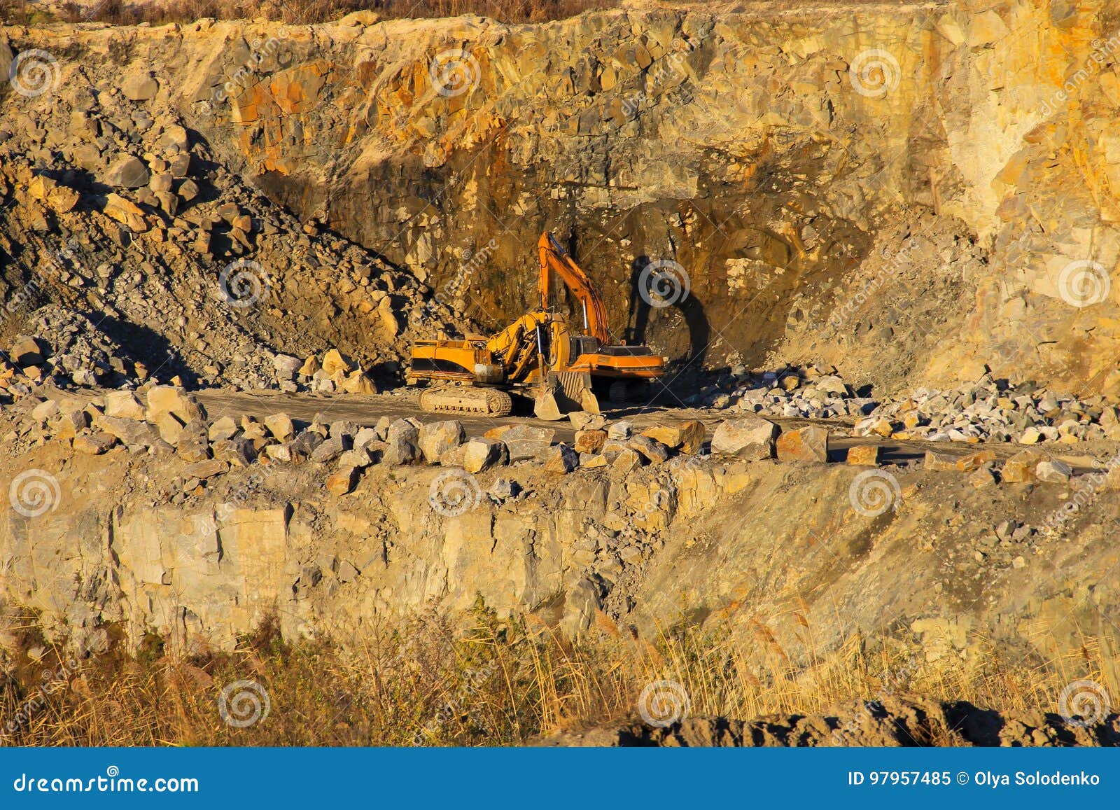 Extraction of Mineral Resources in a Granite Quarry Stock Image - Image ...