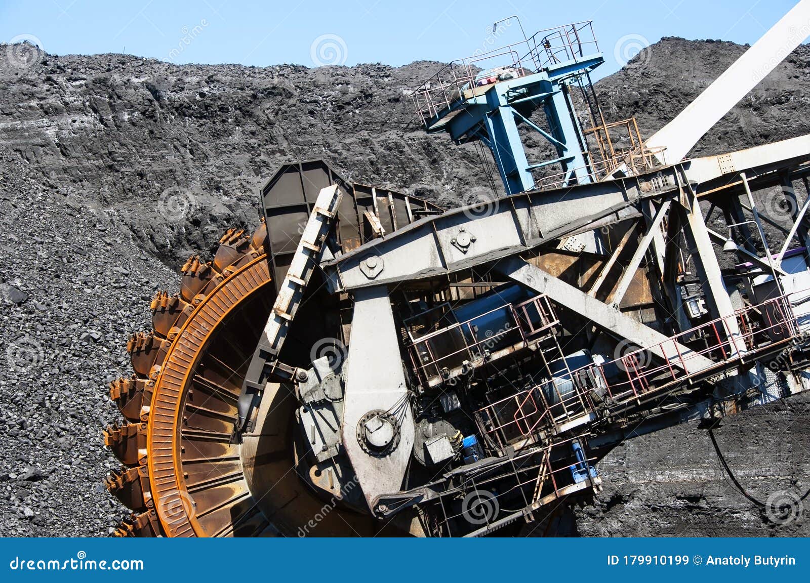 Extraction of Minerals. Bucket Wheel Excavator in a Coal Mine. Stock ...