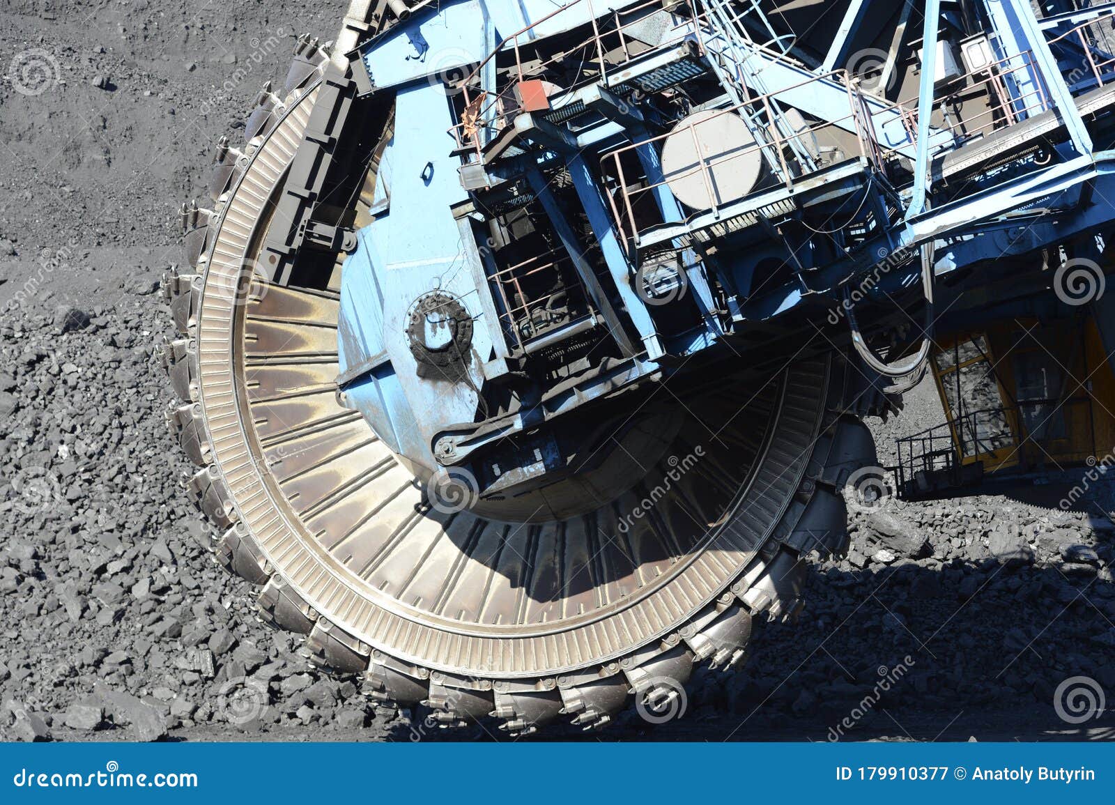 Extraction of Minerals. Bucket Wheel Excavator in a Coal Mine. Stock ...