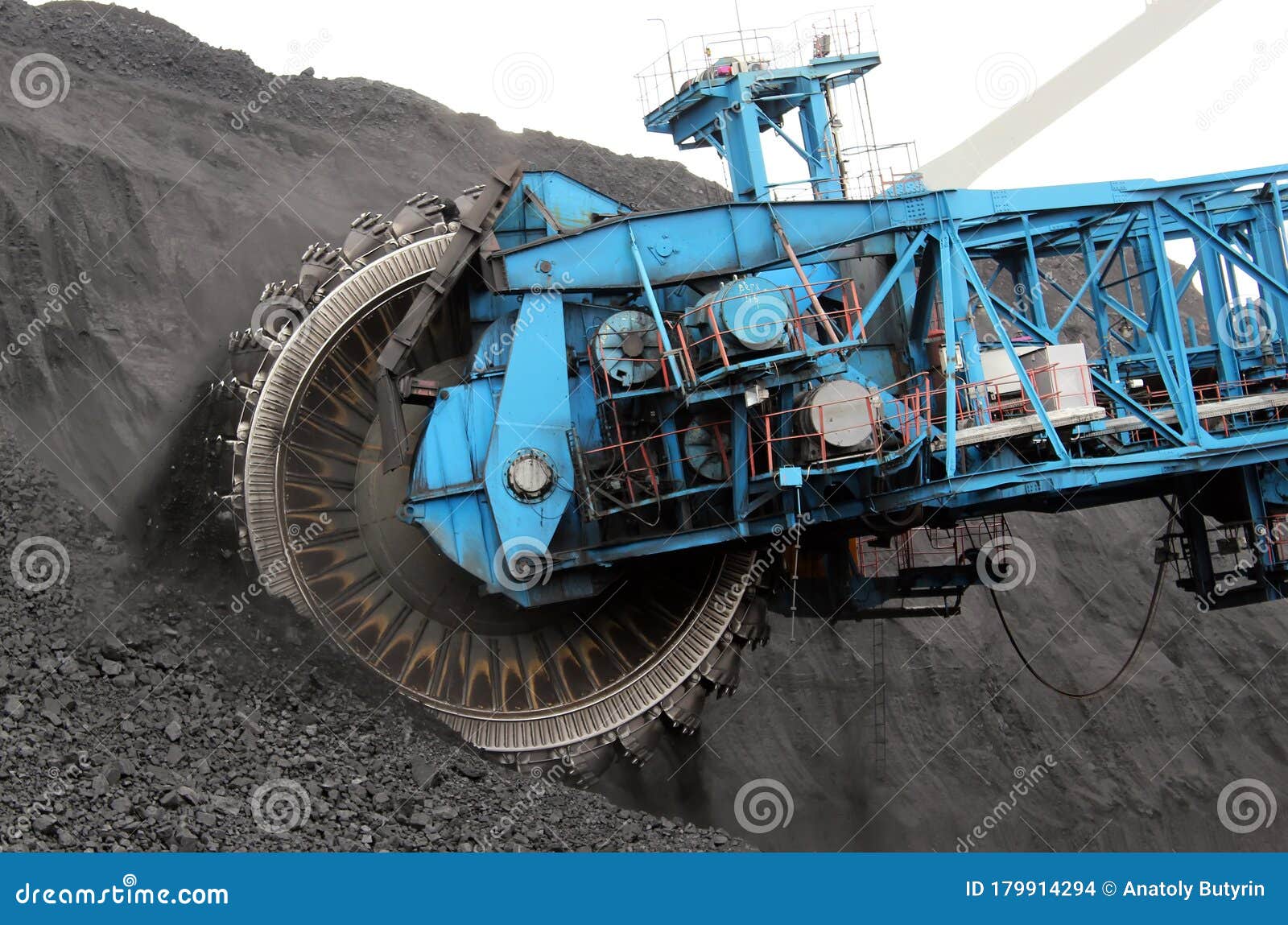 Extraction of Minerals. Bucket Wheel Excavator in a Coal Mine. Stock ...