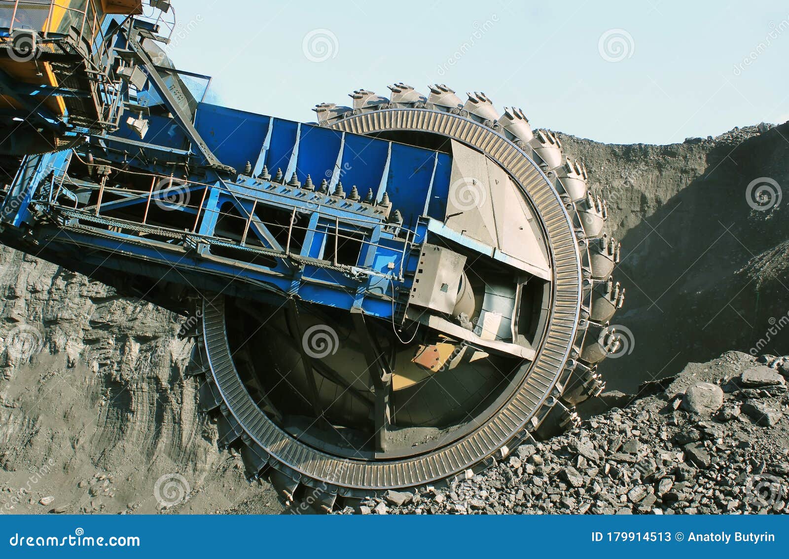 Extraction of Minerals. Bucket Wheel Excavator in a Coal Mine. Stock ...