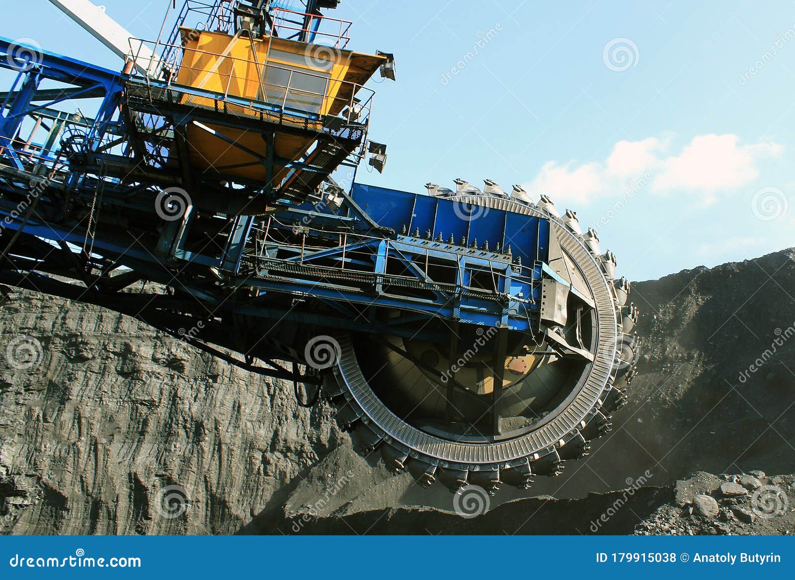 Extraction of Minerals. Bucket Wheel Excavator in a Coal Mine. Stock ...