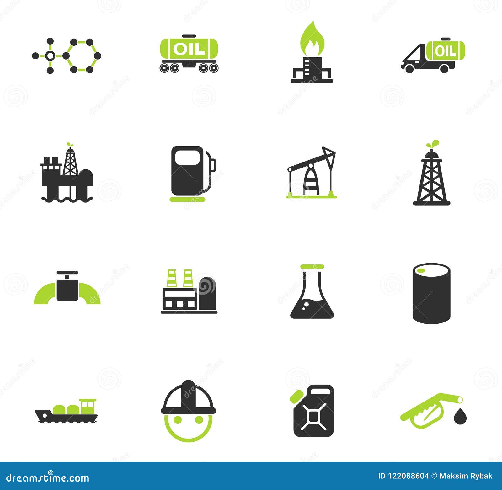 Extraction of Oil Color Icon Set Stock Vector - Illustration of tower ...