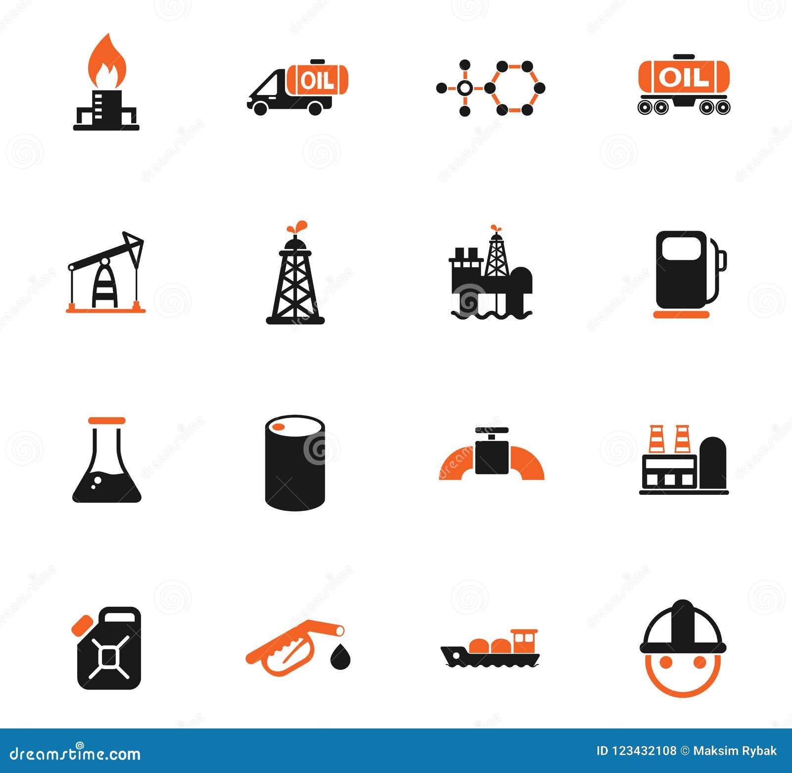 Extraction of Oil Color Icon Set Stock Vector - Illustration of ...