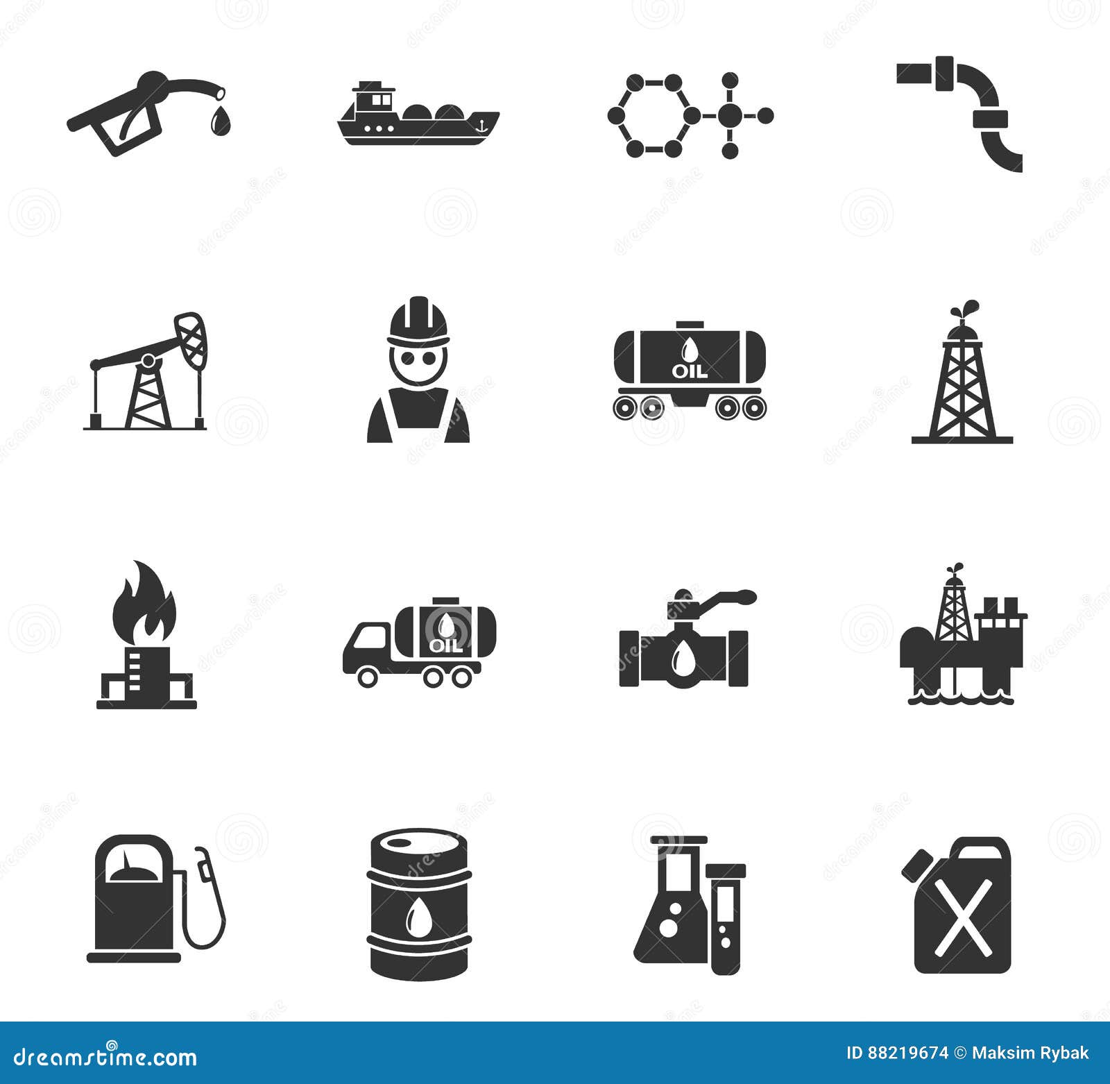 Extraction of oil icon set stock vector. Illustration of engineer ...