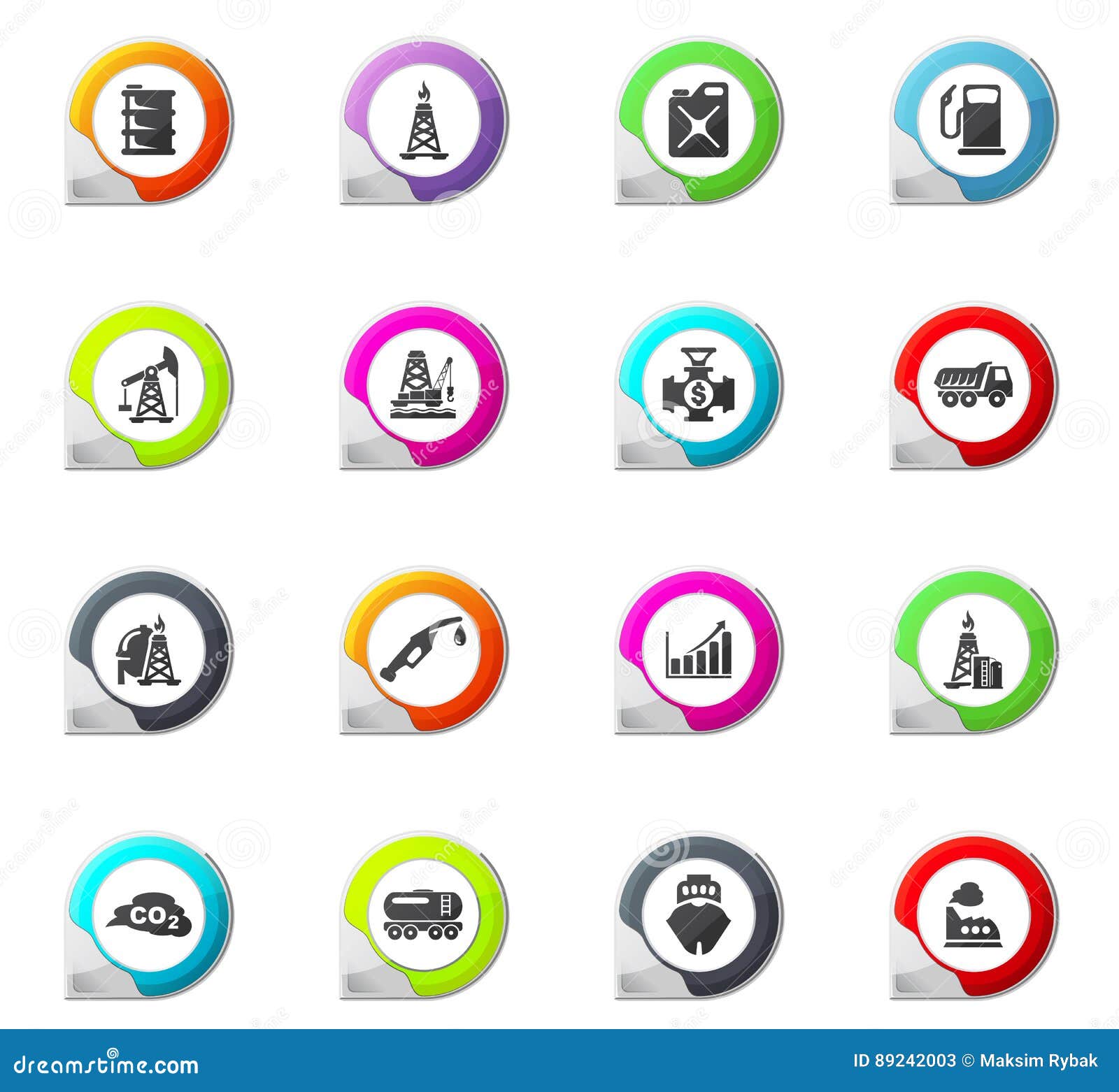 Extraction of Oil Icons Set Stock Illustration - Illustration of ...