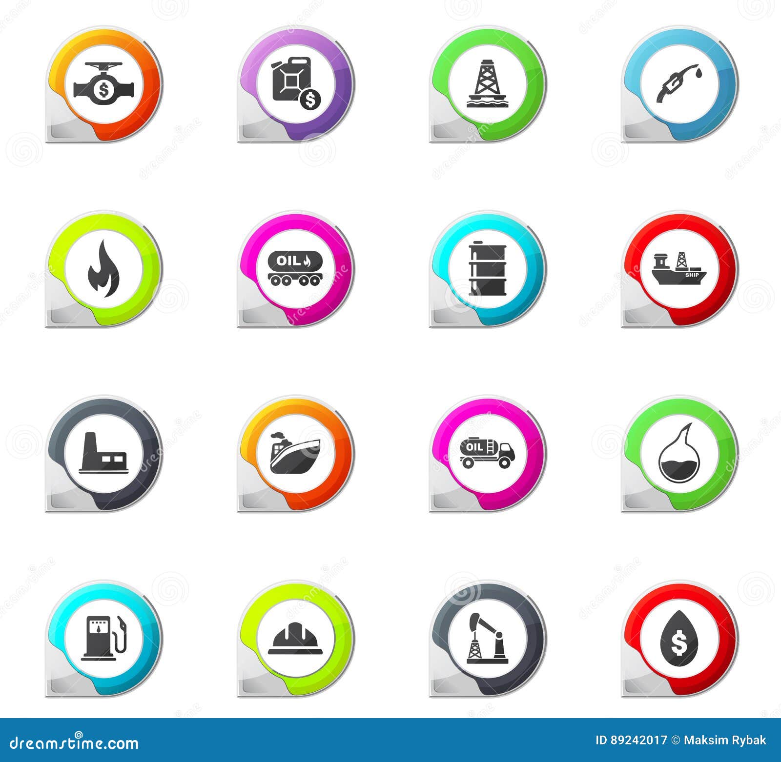 Extraction of Oil Icons Set Stock Illustration - Illustration of ...