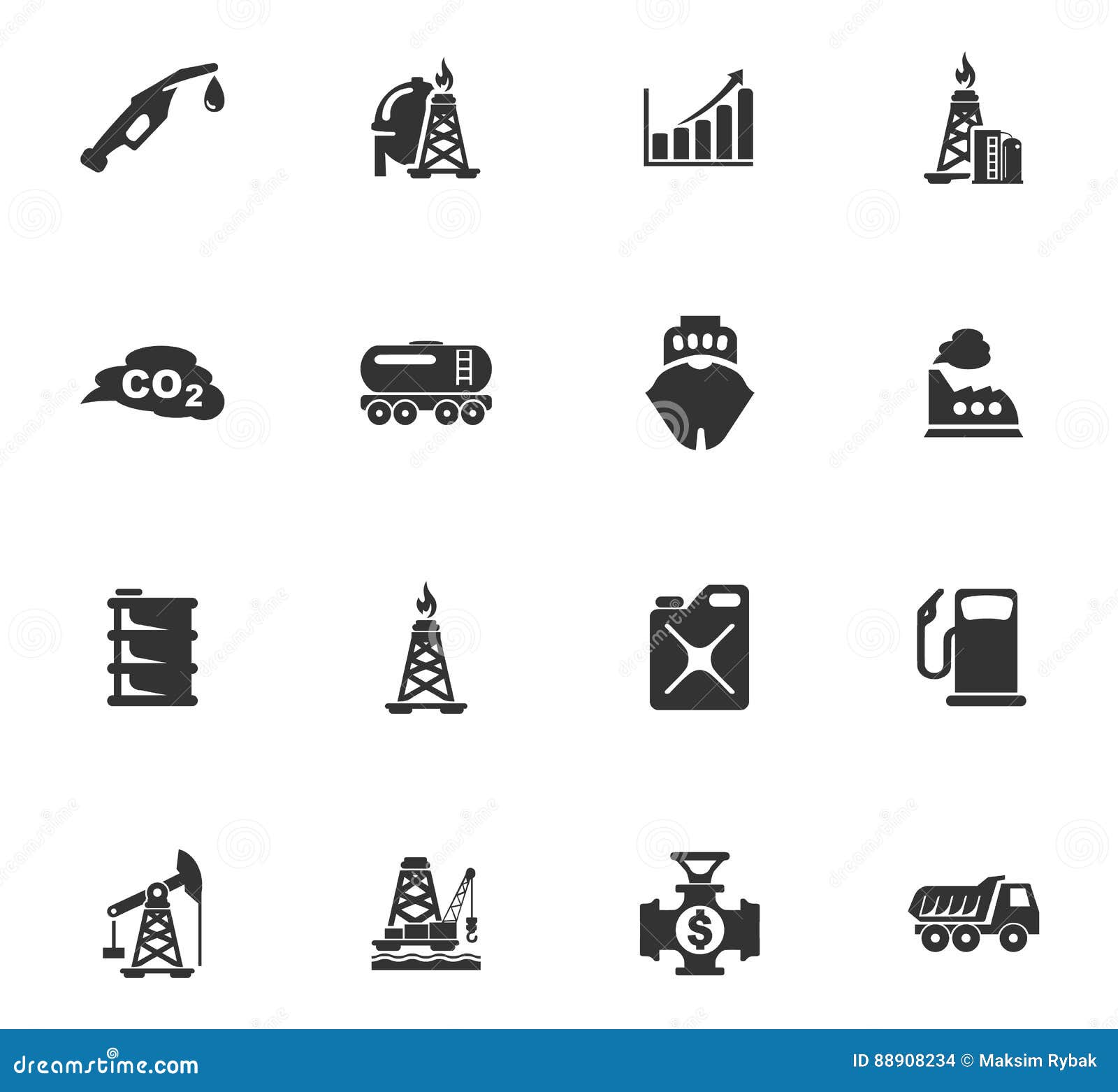 Extraction of Oil Icons Set Stock Illustration - Illustration of ...