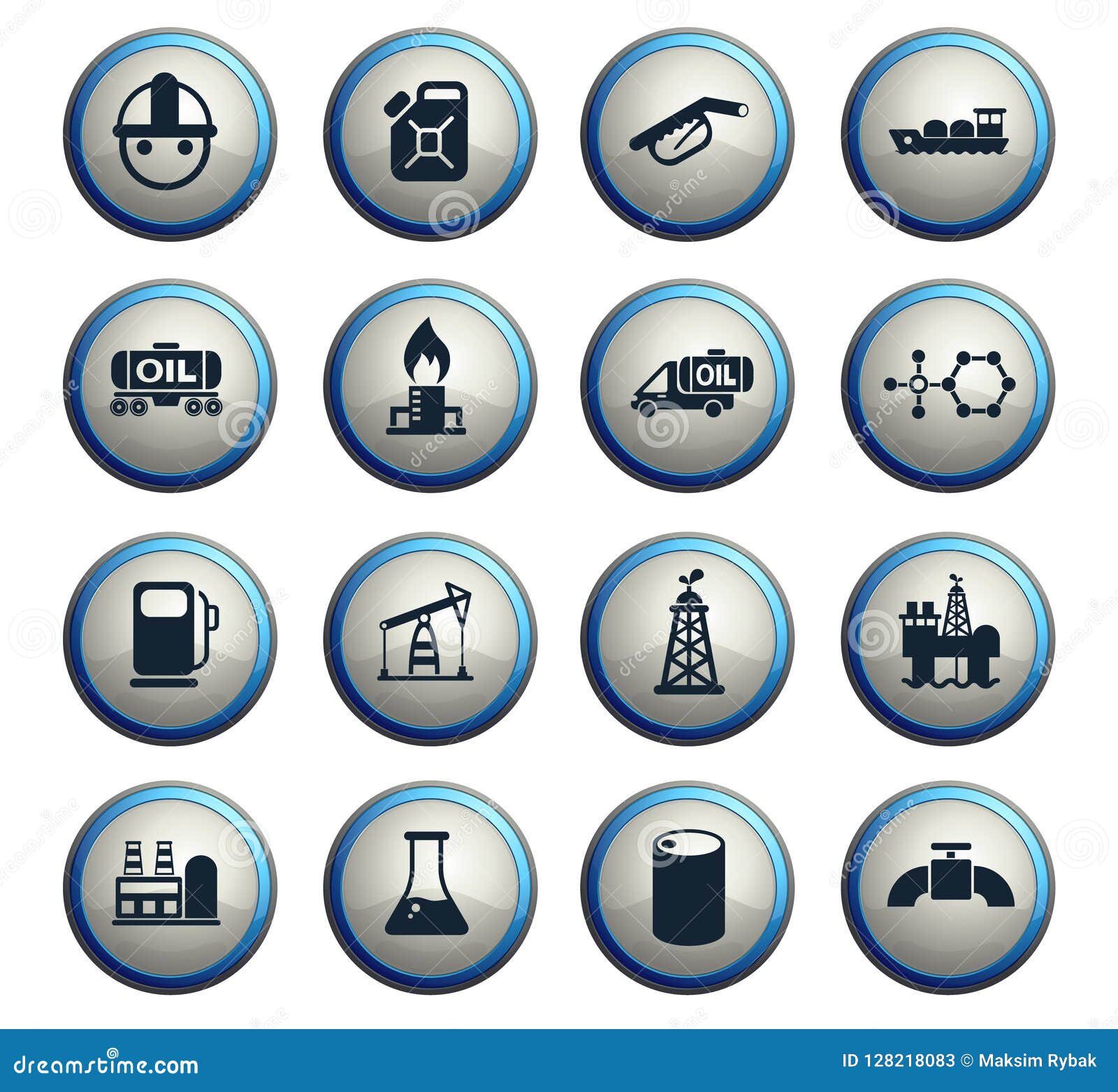 Extraction of oil icon set stock vector. Illustration of factory ...