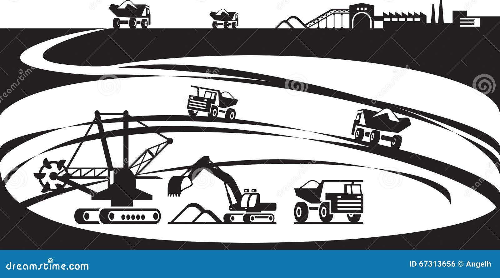 Extraction of Ore from Open Pit Stock Vector - Illustration of ...