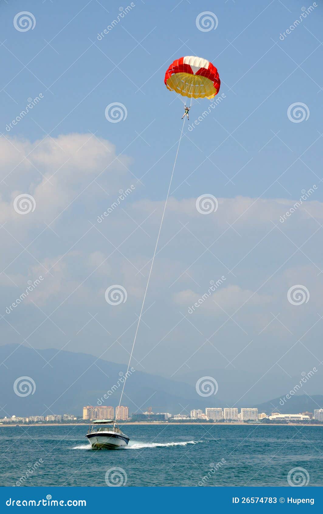 Extraction parachute stock image. Image of blue, boat - 26574783